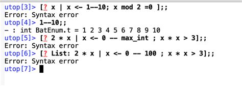 ocaml syntax error when using batteries in utop stack overflow