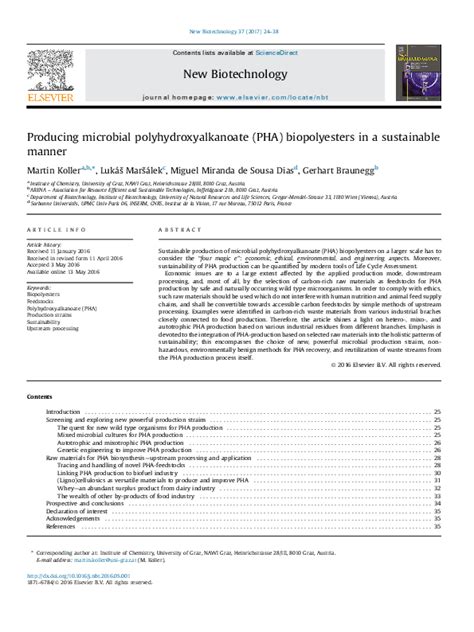 Pdf Producing Microbial Polyhydroxyalkanoate Pha Biopolyesters In A Sustainable Manner