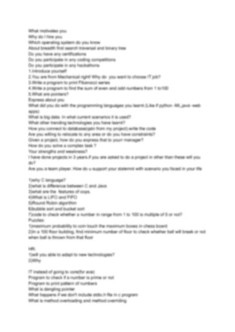 Solution Tcs Most Frequent Questions Studypool