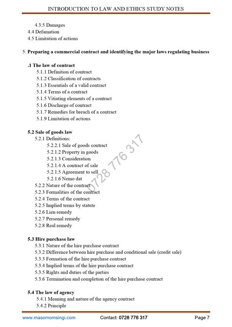 Introduction To Law And Ethics Kasneb Notes Masomo Msingi Publishers