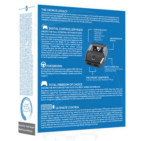 Cronus Zen Controller Emulator For Xbox Playstation Nintendo And Pc Igeek Megastore