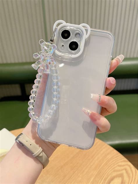 Capa transparente para celular suporte para câmera e cordão