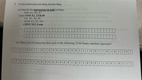 10 ﻿pts ﻿instruction Encoding And Decodinga