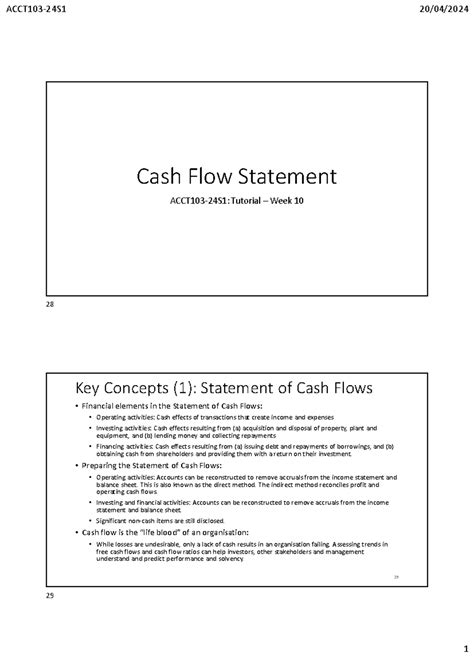 ACCT103 24S1 Week10 Solutions Cash Flow Statement ACCT103 24S1