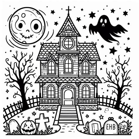 Casa Assombrada Grátis para colorir imprimir e desenhar Coloringlib