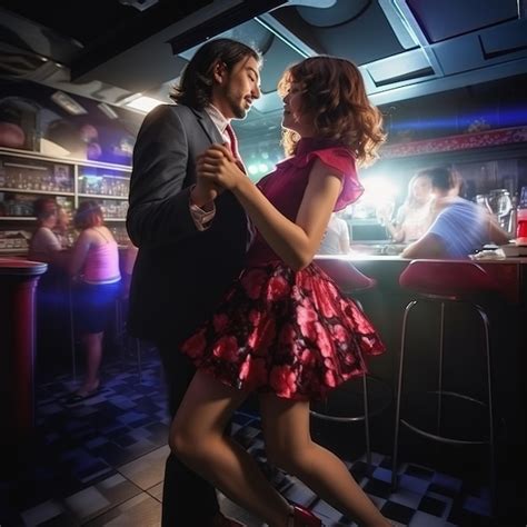 Premium Ai Image A Couple Dancing In A Bar With A Man In A Suit On