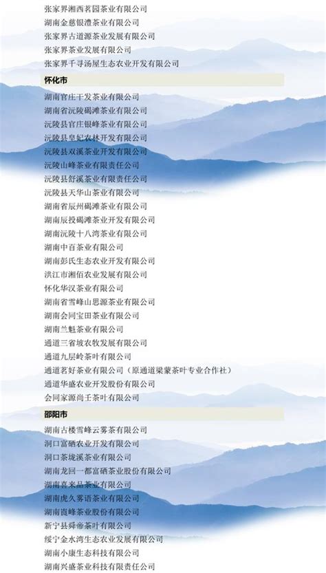 2023年湖南省茶叶品牌建设促进会会员名单 新闻动态 湖南省茶叶品牌建设促进会