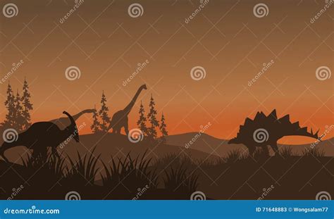 On Cliff Parasaurolophus Silhouette Vector Illustration CartoonDealer