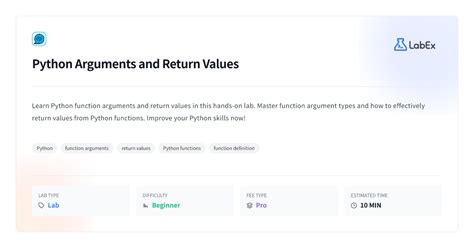 python arguments and return values labex
