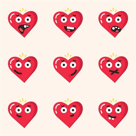 Rotes Herz Lächeln Liebe Emoji Emoticon Valentinstag Premium Vektor