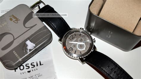 Fossil Nate Herren Schwarz Leder Armbanduhr Bq Xl