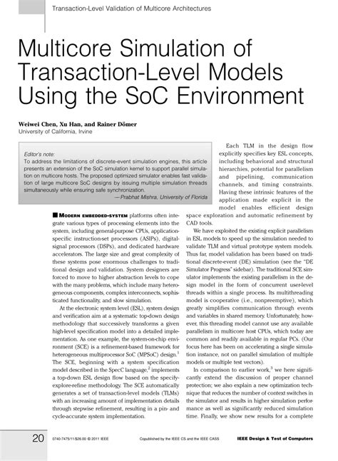 Pdf Multicore Simulation Of Transaction Level Models Using The Soc