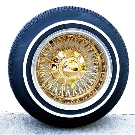 Gold Center 13x7 Reverse 72 Spoke With White Wall Tires 15580r13
