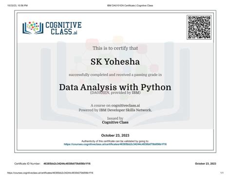 Completed Data Analysis Course With Cognitive Class Sk Yohesha Posted On The Topic Linkedin