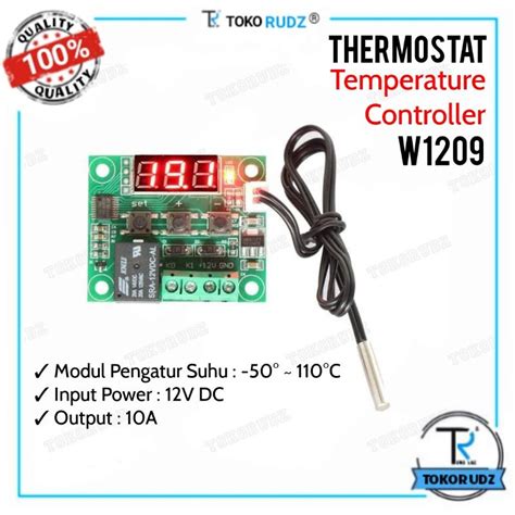 Jual Thermostat Modul Termostat Digital 12V DC Temperature Controller Ukur Suhu W1209 Shopee