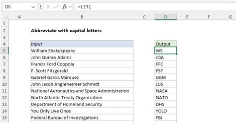 Abbreviate Names Or Words Excel Formula Exceljet