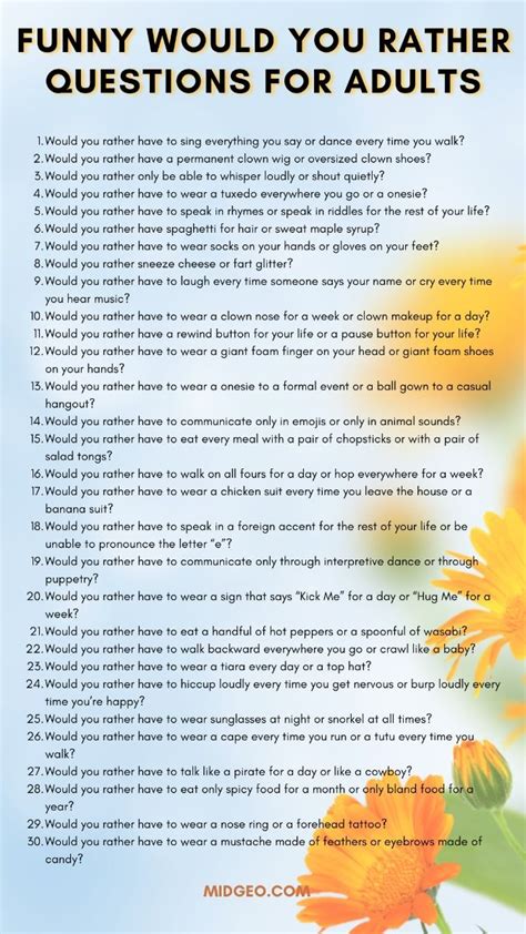 105 Funny Would You Rather Questions For Adults Juicy Flirty And