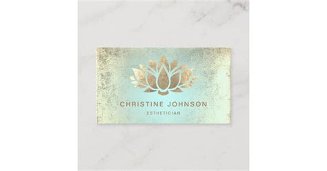 Faux Gold Foil Lotus On Turquoise Gradient Business Card Zazzle