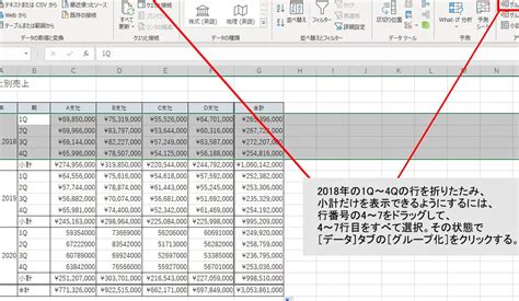 Excelでアウトライン表示をたたむ方法