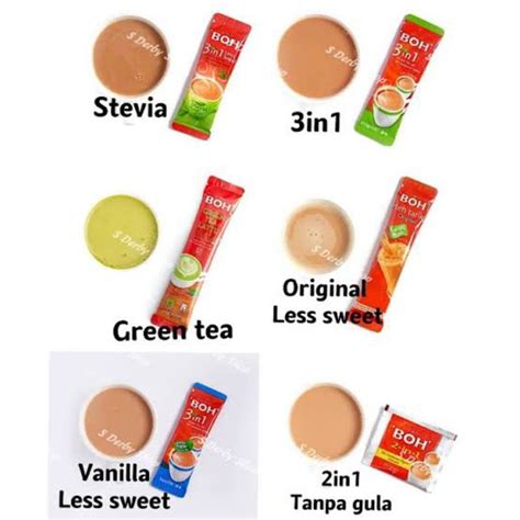 Boh Teh Tarik Retail Sachet Matcha Stevia Original Less Sweet 3in1