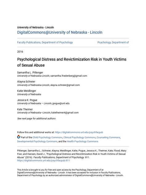 2016 Psychological Distress And Revictimization Risk In Youth Victims