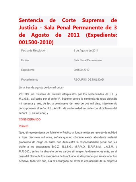 Sentencia De Corte Suprema De Justicia Contabilidad Paralela Pdf