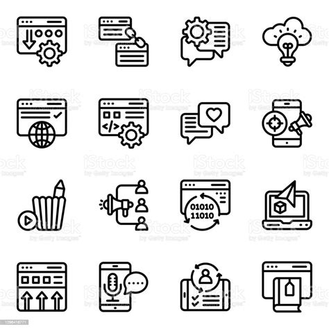 Seo 線性圖示集向量圖形及更多側面像圖片 側面像 傳送 巴基斯坦 Istock