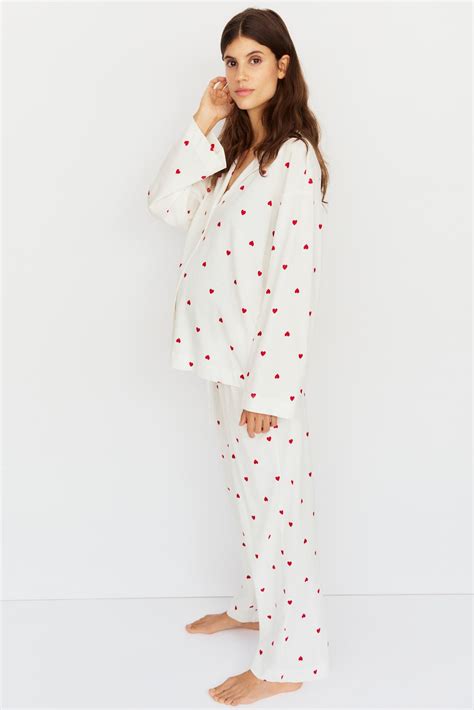 Womens Whitehearts Mama Before And After Cotton Pajamas Handm Us