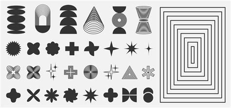 Brutalist Abstract Geometric Shapes And Grids Trendy Geometric Neo Brutalism Forms Black And