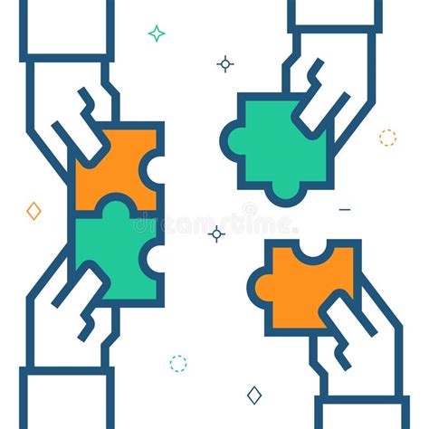 Hands Assembling Puzzle Business Concept Vector Illustration Stock