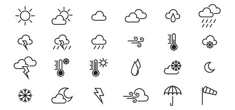 Premium Vector Weather Icon Set Thick Stroke Line Simple Icon
