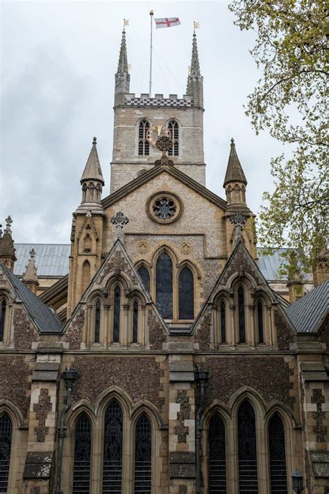 Gothic Style Church Facade With A Central Pointed Arch Window Central London Uk Editorial