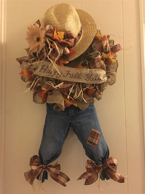 Fall Scarecrow Wreath This Was Fairly Easy To Make My First Wreath Using Burlap And Wire Form