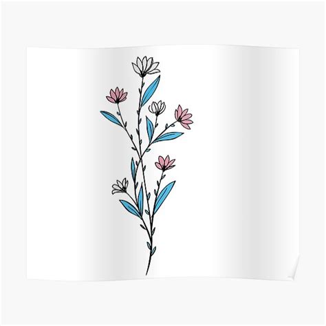 Subtle Transgender Pride Daisy Sprig Poster For Sale By Failephant