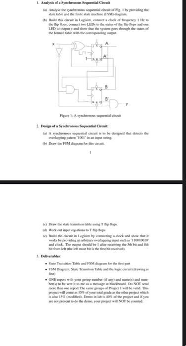Solved 1 Analysis Of A Synchronous Sequential Circuit A