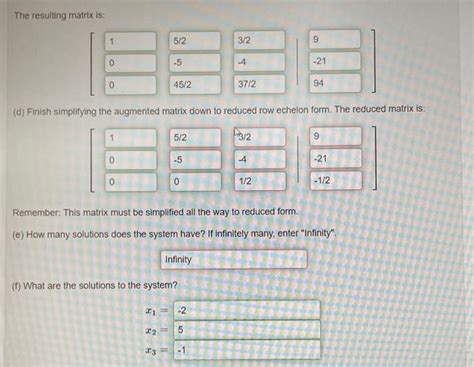 solved the resulting matrix is d finish simplifying the