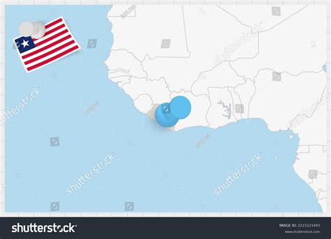 Map Liberia Pinned Blue Pin Pinned Stock Vector Royalty Free