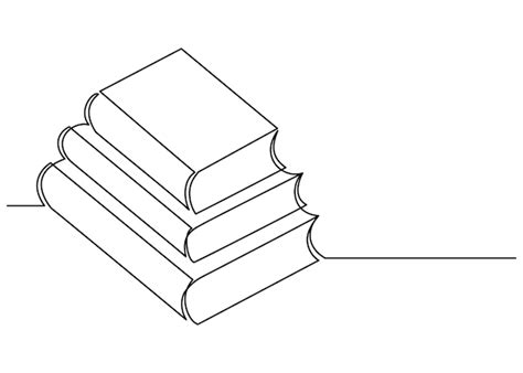 Pila De Libros Dibujo De Una Línea Arte De Línea Continua Diseño
