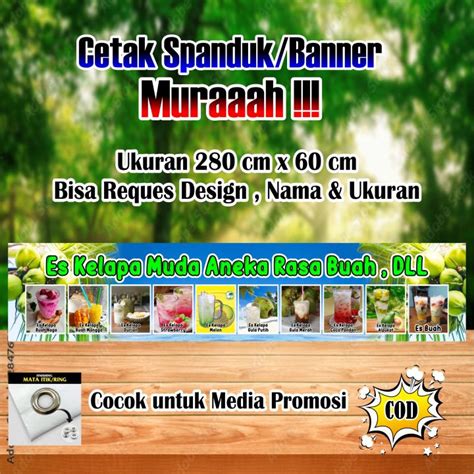 Spanduk Banner Es Kelapa Muda Ukuran 280 Cm X 60 Cm Lazada Indonesia