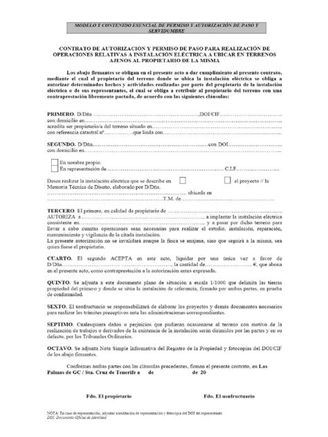 Permiso Autorización De Paso Y Servidumbre Pdf