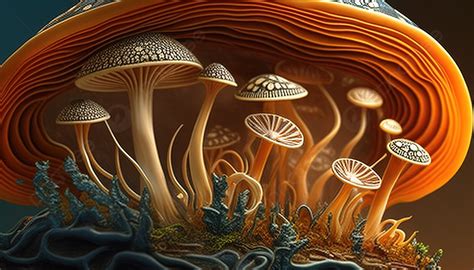 Art Of Realistic Fungus Background Nature 3d Fractal Image In Dxf