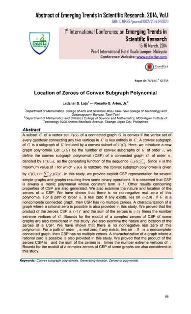 location of zeroes of convex subgraph polynomial pdf