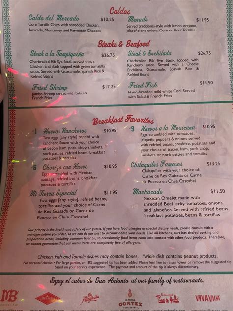 Menu At Mi Tierra Cafe Y Panaderia San Antonio