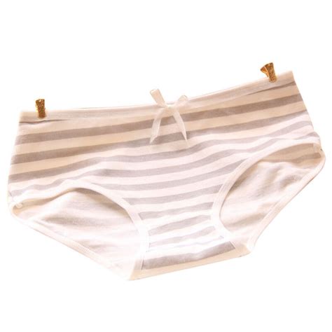 Women Lovely Cute Underwear Stripes Bow Cotton Briefs Panties Hipster