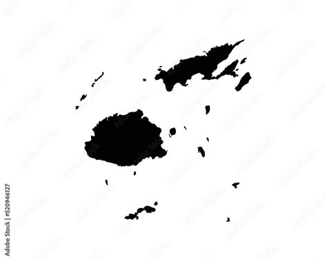 Fiji Map Fijian Country Map Black And White National Nation Outline