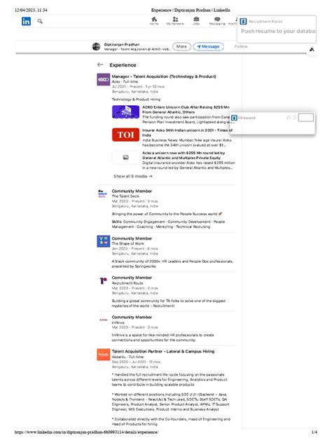 Experience Diptiranjan Pradhan Linkedin Pdf Recruitment Linked In