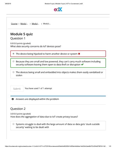 Module 5 Quiz Module 5 Quiz Iot1x Courseware Ed X 392019 Module 5