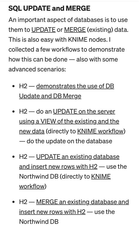 Update Row In Database Knime Analytics Platform Knime Community Forum