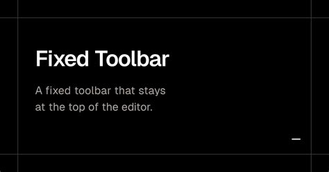 Fixed Toolbar Plate