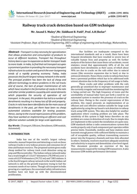 Irjet Railway Track Crack And Obstacle Detection Using Arduino Pdf